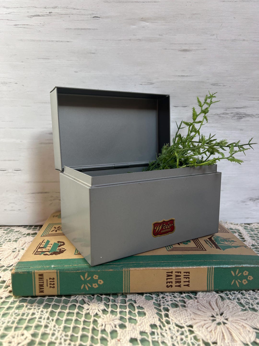 Vintage WEIS Metal Index Card Box 3x5 Grey Industrial - Etsy