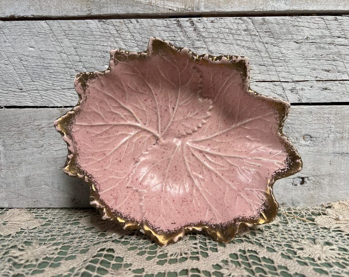 Vintage California Pottery Pink Leaf Dish 726 Gold - Etsy