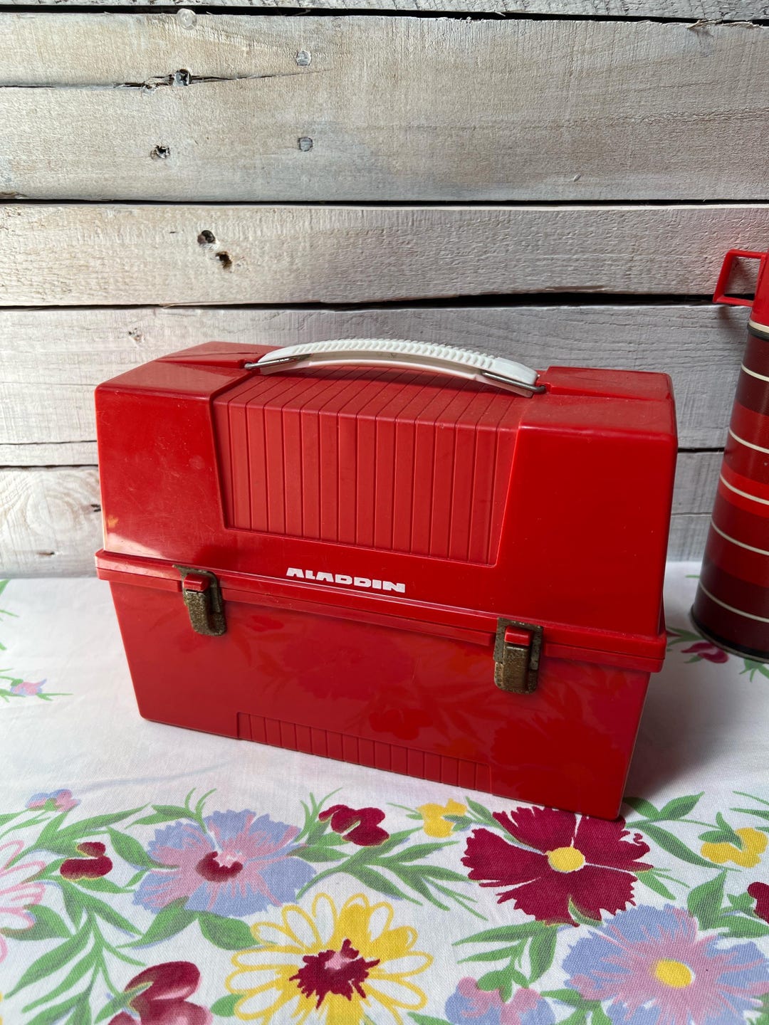 Vintage Red Aladdin Plastic Lunchbox - Etsy