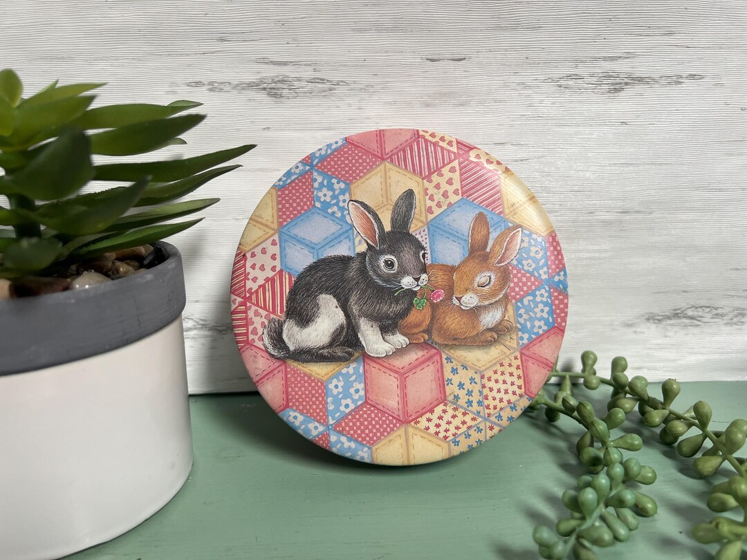 Vintage Bunny Rabbit Tin * Quilted Design Spring Easter - Etsy