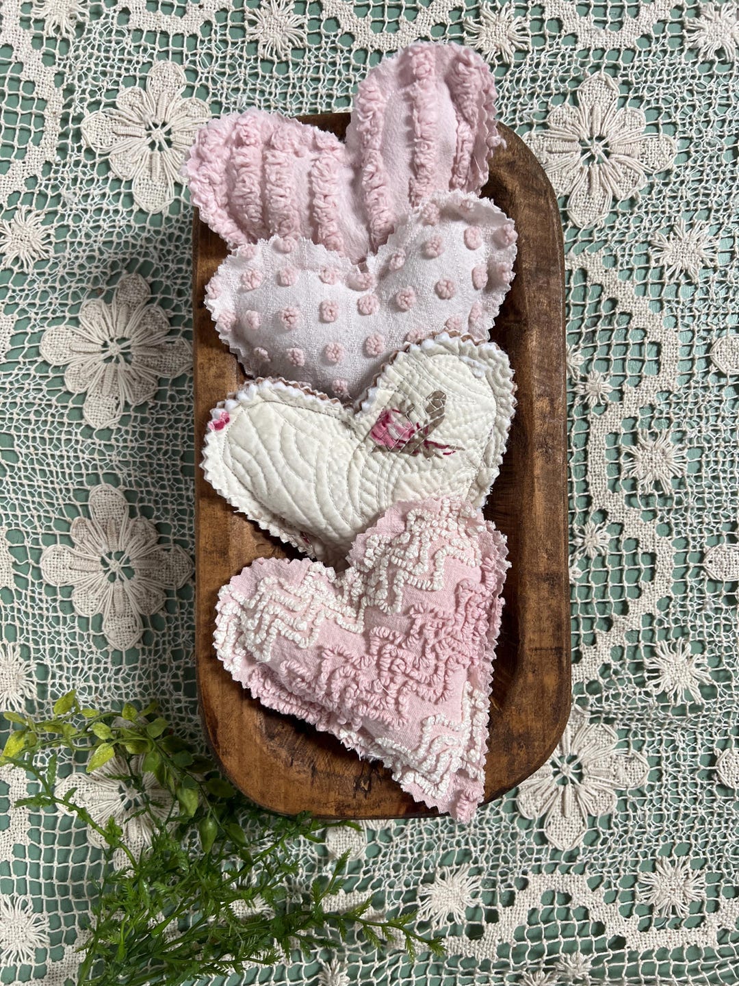 Pink Chenille & Quilted Roses Stuffed Hearts 4 Pc Set - Etsy