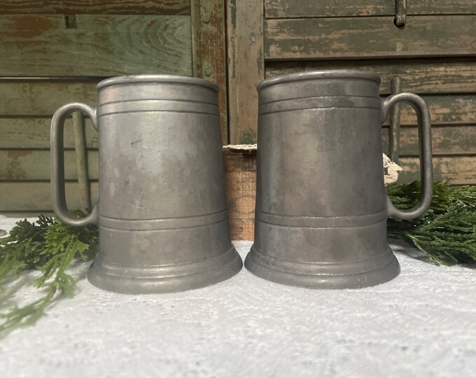 Set of 2 Vintage Pewter Beer Tankards Stein - Etsy