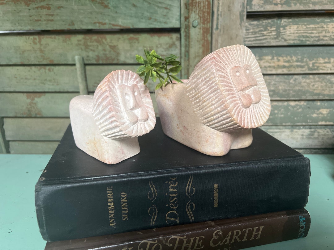 Set of Lions Pink Carved Soapstone Figurines - Etsy