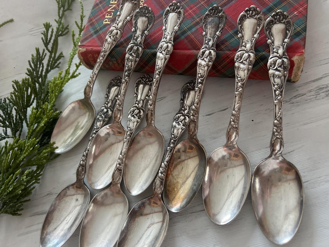 R Wallace 1835 Hibiscus Teaspoons 1905 Set of 10 * Art Nouveau ...