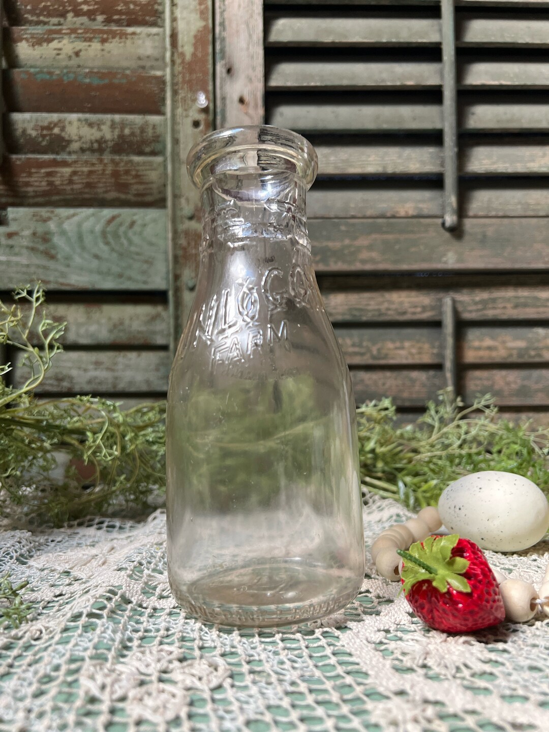 Dunloggin Farm One Pint Glass Milk Bottle Maryland Dairy - Etsy