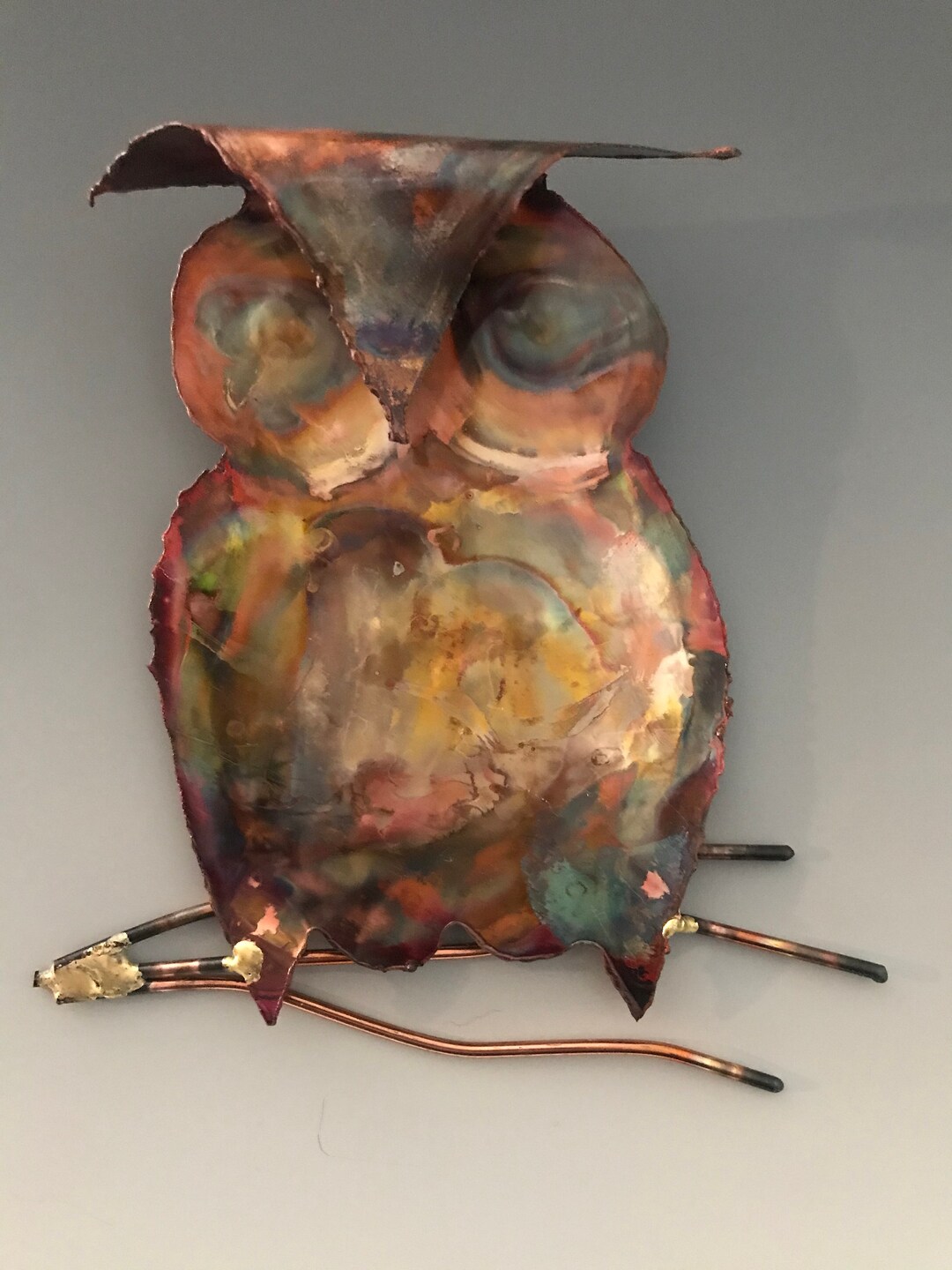 Copper Owl on Branch,metal Sculpture,wall Art , Home Decor,metalwork ...