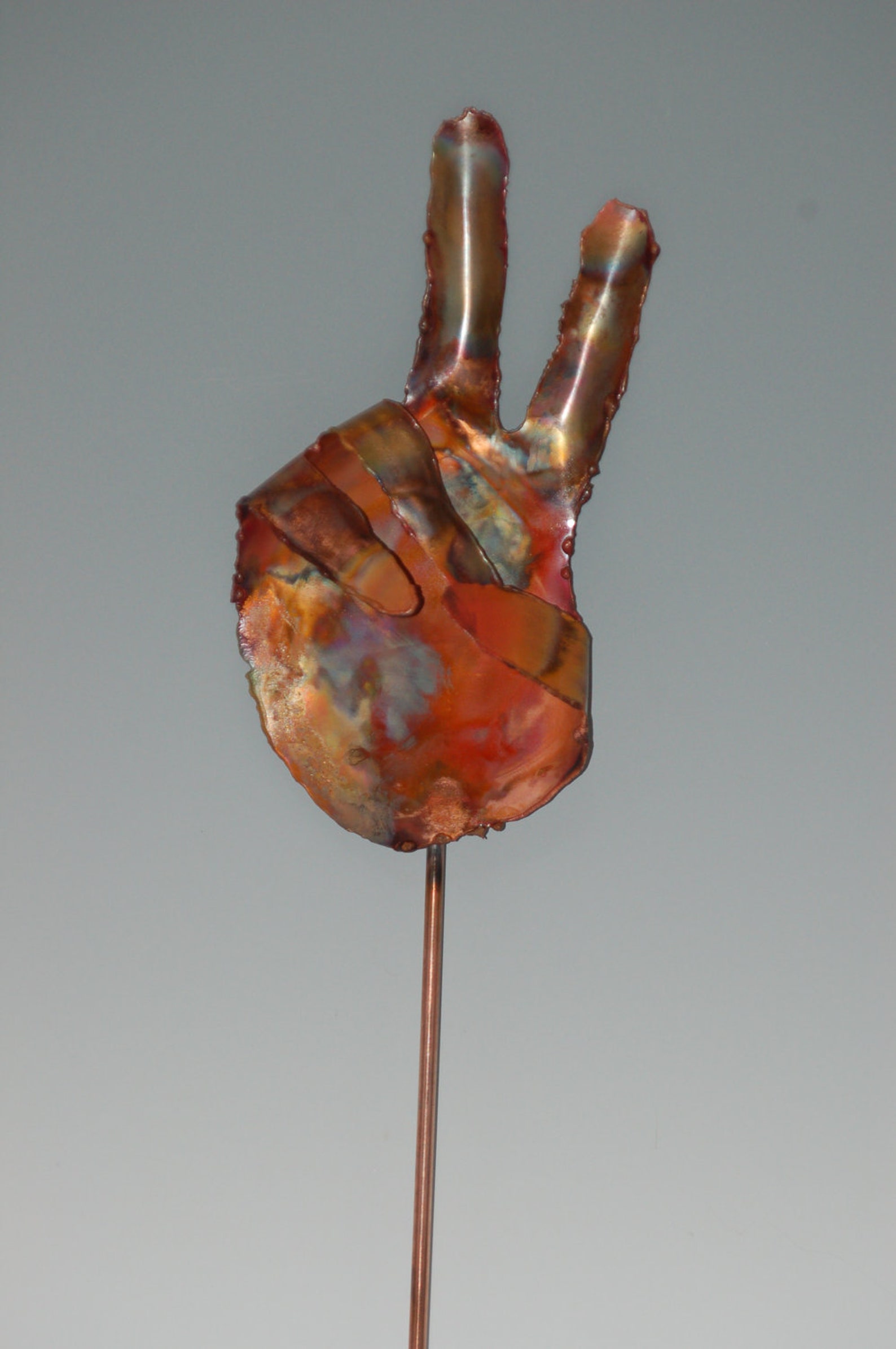 PEACE SIGN GARDEN Stake: Copper Garden Art Metal Sculpture, Garden Art ...