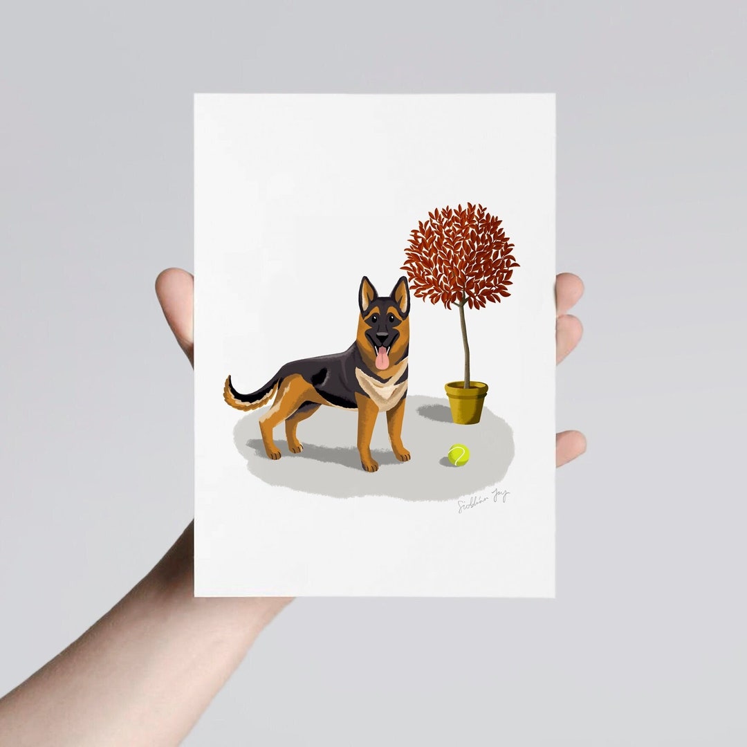 German Shepherd Art Print, Alsatian Dog Lover Gift - Etsy