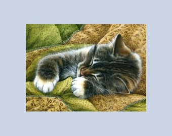 Tabby Cat ACEO Print Rainy Day by Irina Garmashova | Etsy