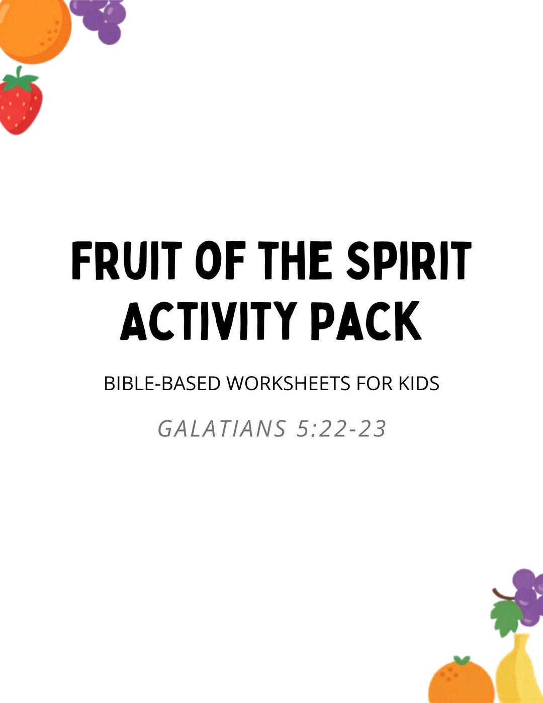 Fruit of the Spirit Activity Pack | Bible Worksheets for Kids (digital ...