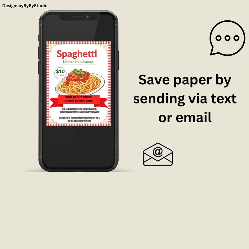 Spaghetti Fundraiser Flyer Template | Church Fundraiser Canva Template ...