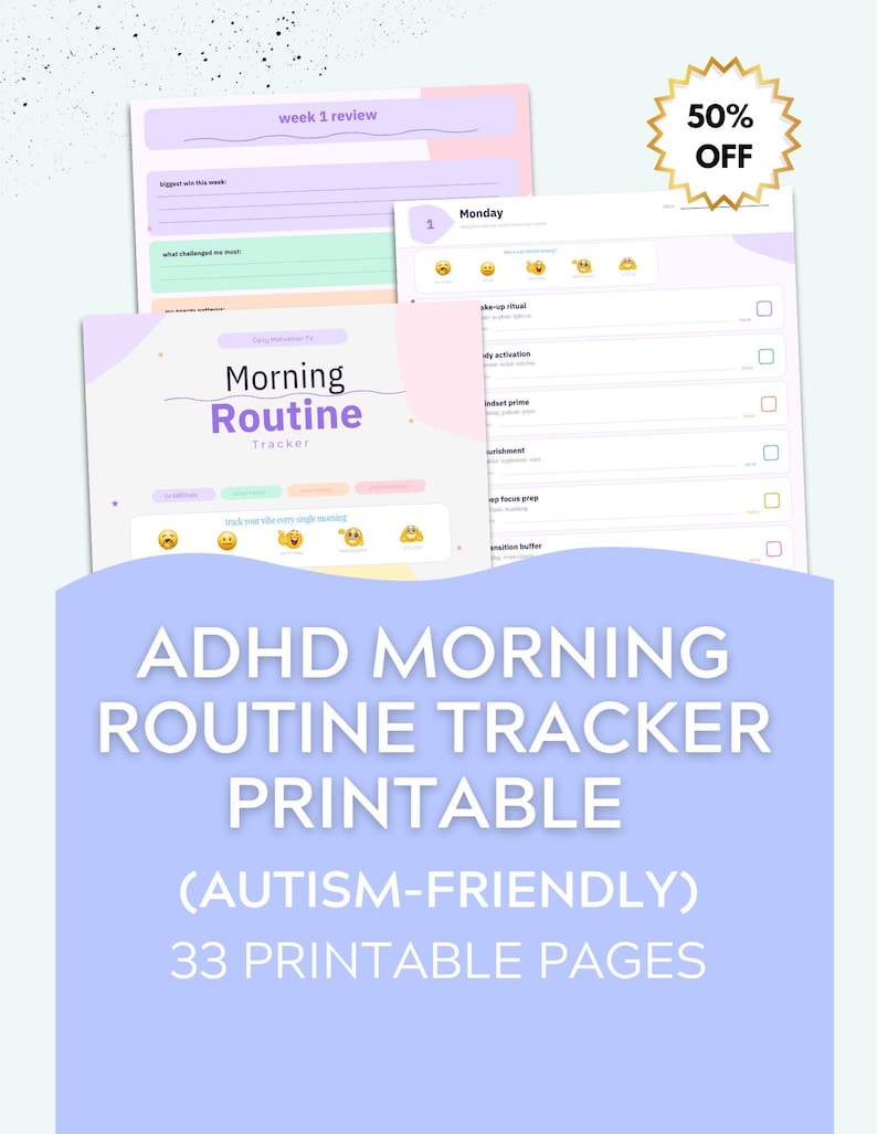 ADHD Morning Routine Tracker Printable PDF | ADHD Planner for iPad ...