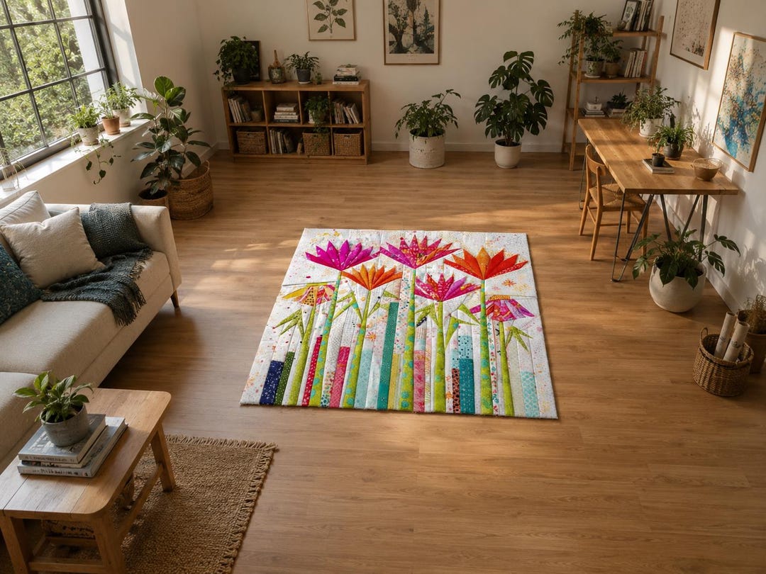 Blooming Garden Flower Quilt Pattern – Applique Wall Hanging Home Decor ...