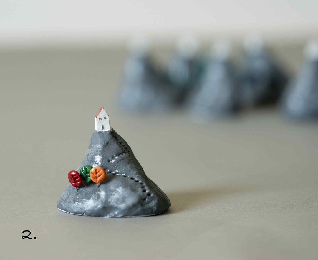 Tiny House on a Cliff Miniature, Mini House, Zen Garden Clay Figurines ...