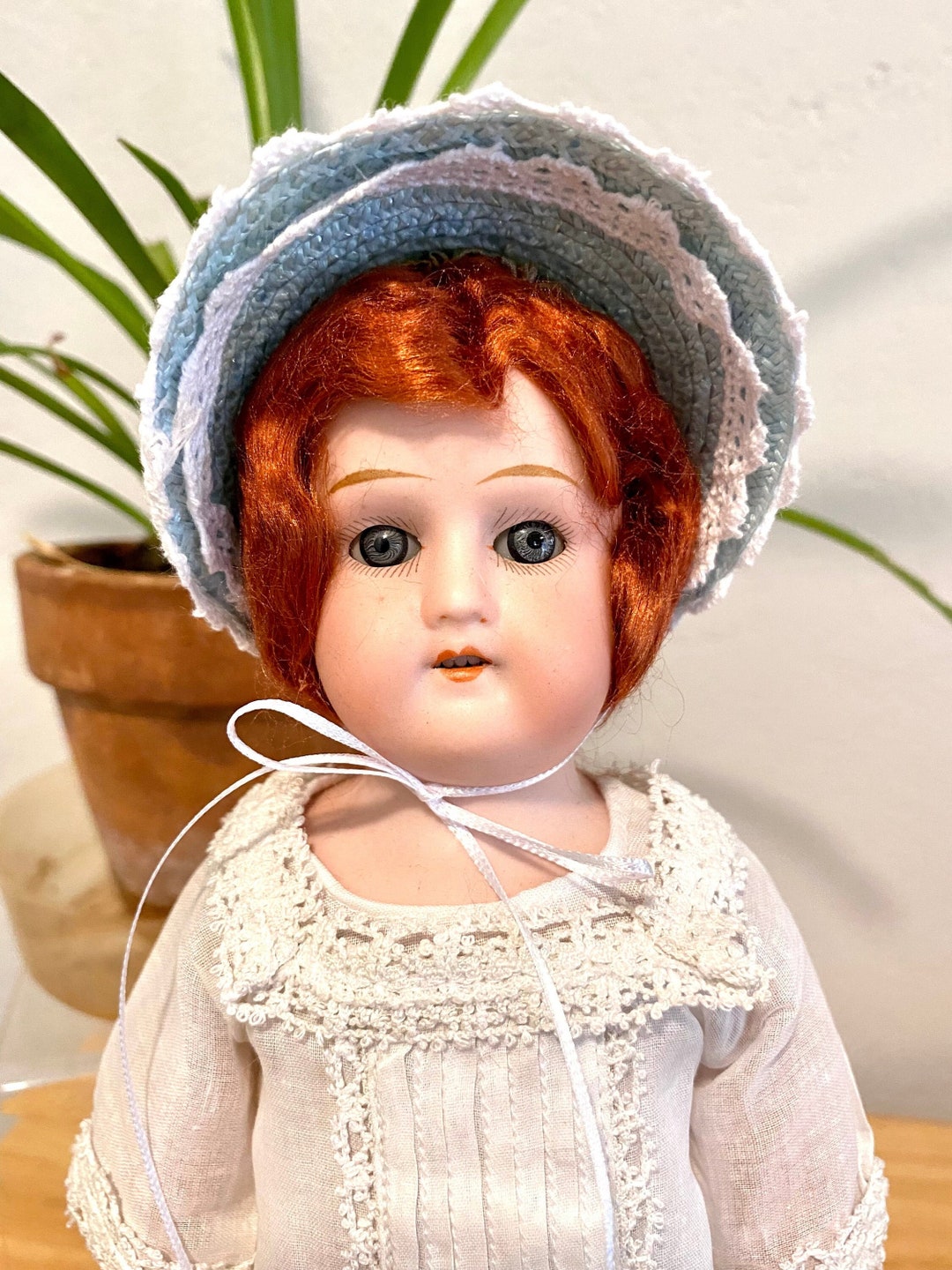 Antique German Bisque Doll Kid Body Auburn Mohair Wig Small Doll ...