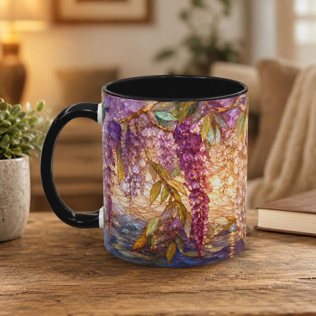 Wisteria Floral Art Stained Glass Coffee Mug - Etsy