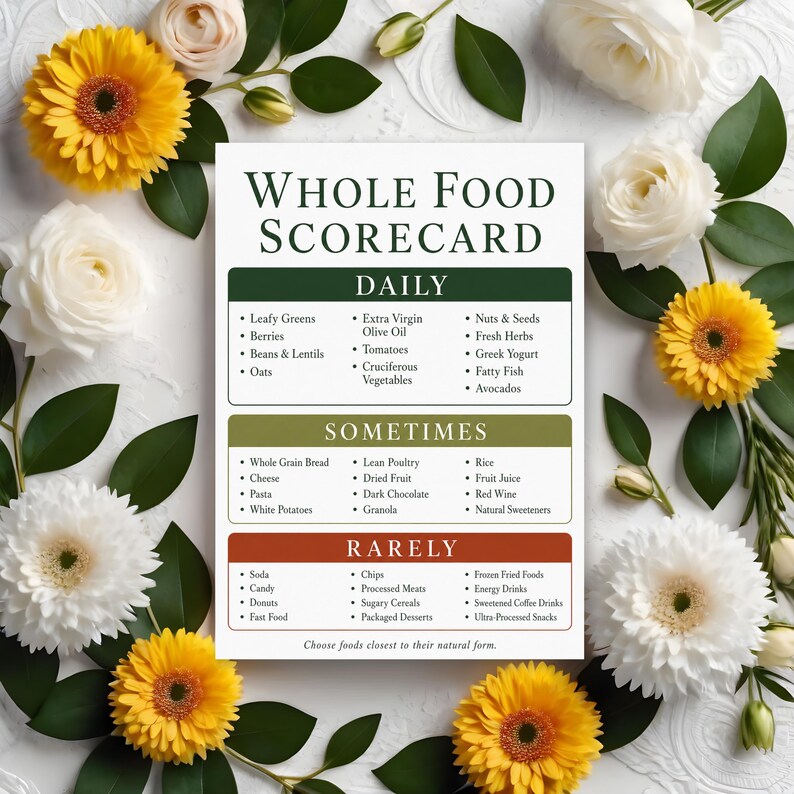Whole Food Scorecard, US Letter Healthy Eating Guide (digital Download ...