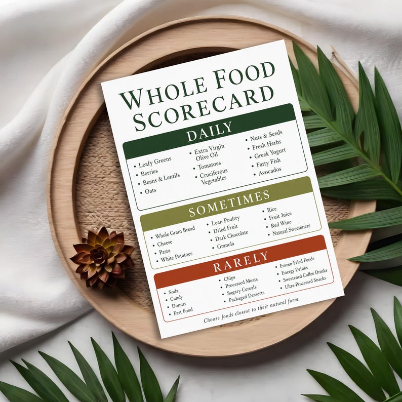 Whole Food Scorecard, US Letter Healthy Eating Guide (digital Download ...