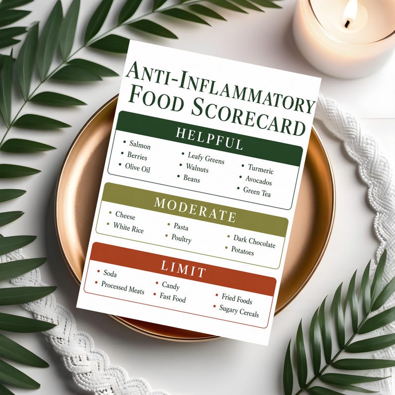 Anti-inflammatory Food Scorecard, Nutrition Chart, Healthy Eating Guide ...