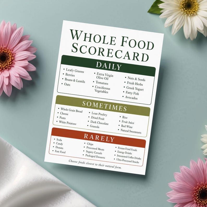 Whole Food Scorecard, US Letter Healthy Eating Guide (digital Download ...