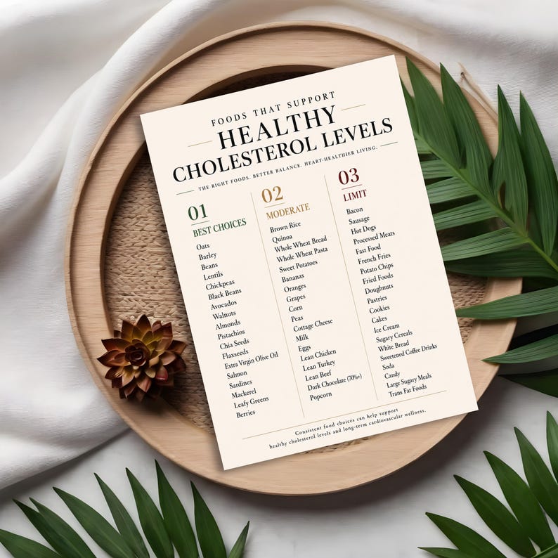 Cholesterol Food Guide, Heart Healthy Nutrition Chart (US Letter) - Etsy