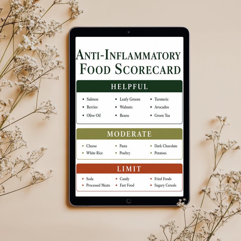 Anti-inflammatory Food Scorecard, Nutrition Chart, Healthy Eating Guide ...