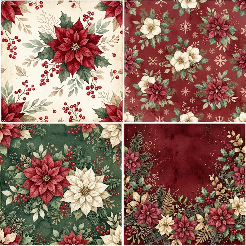 70+ Christmas Time Digital Papers Bundle, Vintage Holiday Scrapbook ...