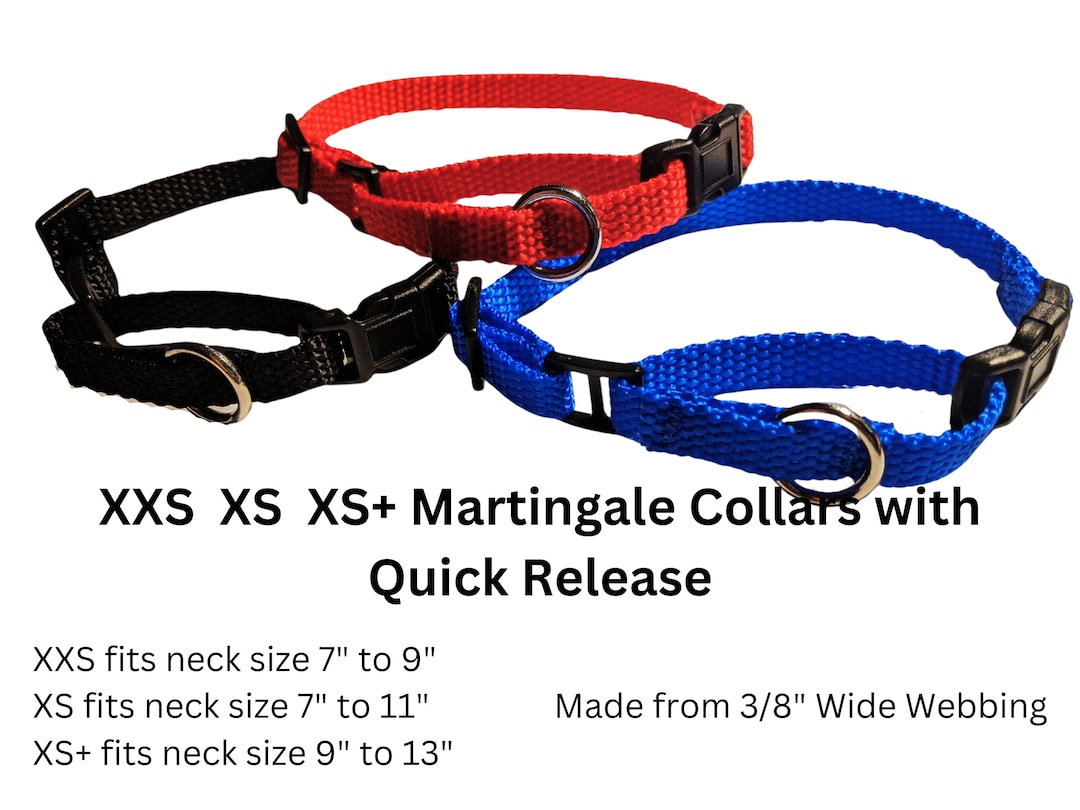 Extra Small XXS XS XS Martingale Dog Puppy Collars With or Without ...