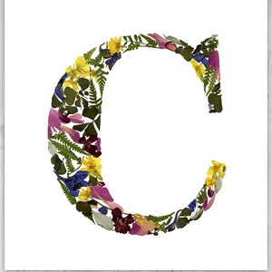 Letter Sign Print Alphabet Sign Pressed Flower Art Capital Letter Wall ...