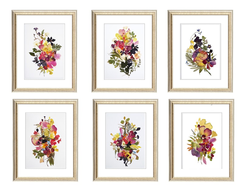 Set of Pressed Flowers Prints 11x14 Botanicals Prints Herbarium Pressed ...