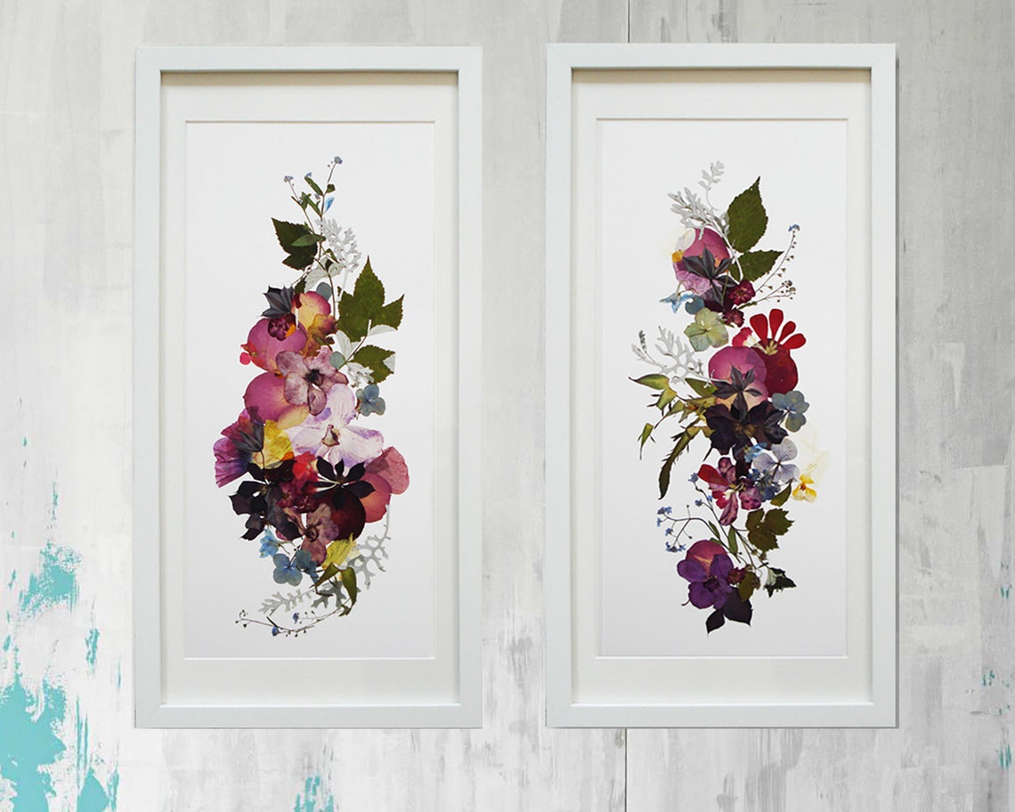 Framed Set of 2 prints plant art Botanical print set Floral | Etsy