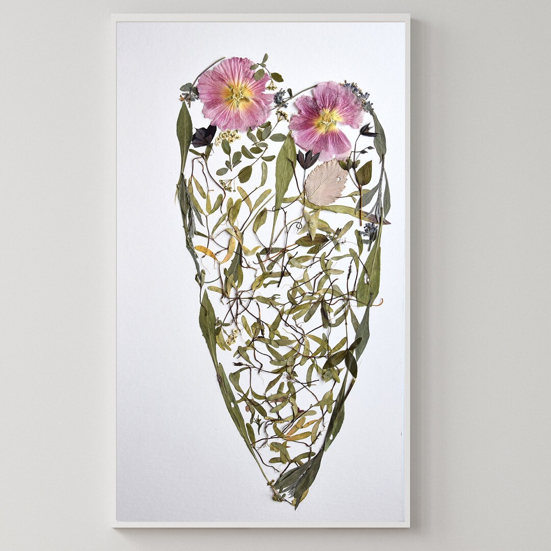 Pressed Flowers Heart Dry Flowers Collage Love You Art Flowers Painting ...