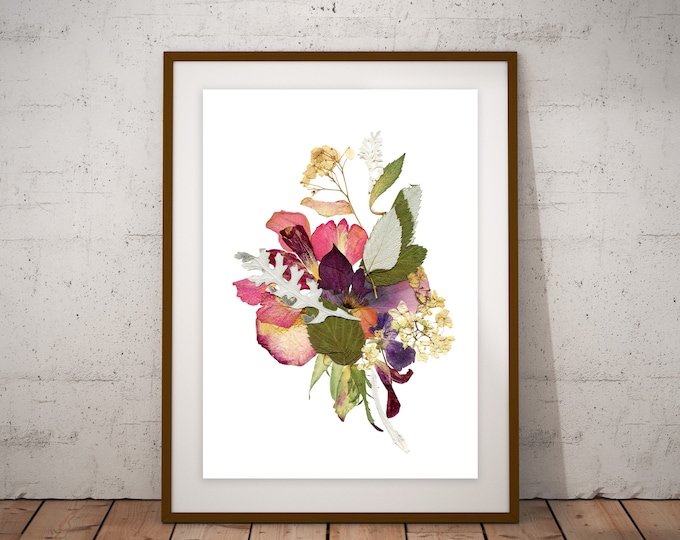 Pressed flower art Botanical prints Dried flower by FloralCollage