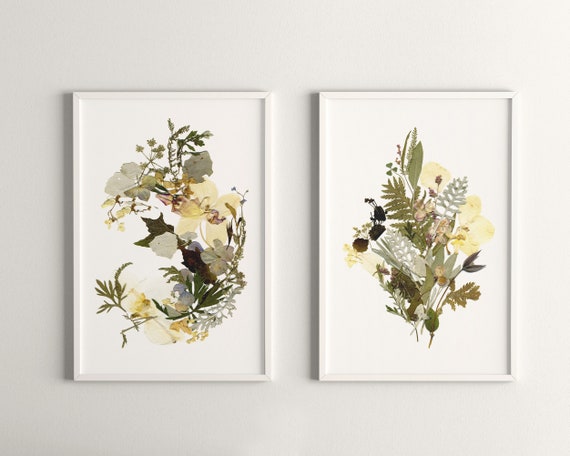 Floral Prints A4 Unframed Boho Flowers Print Set Pressed | Etsy