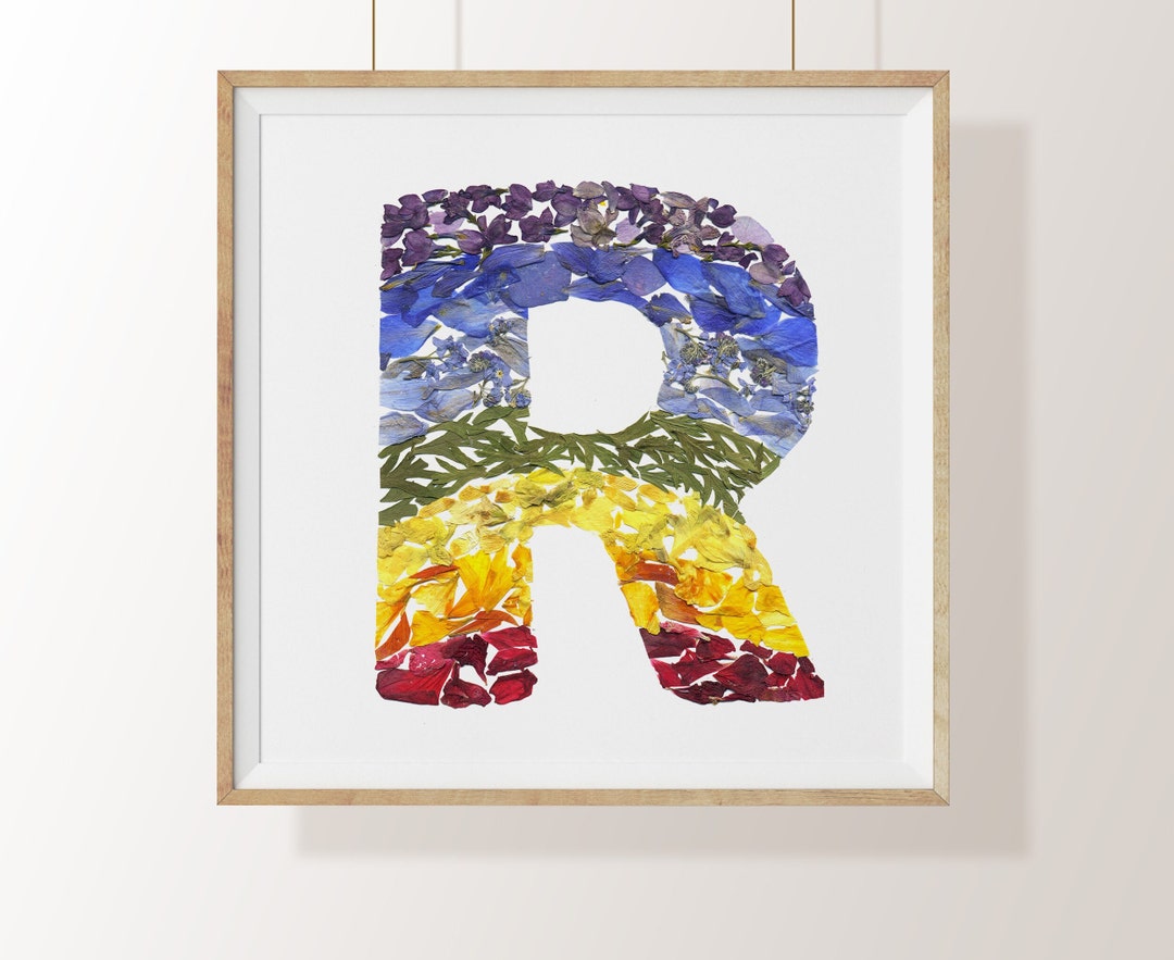 Original Pressed Flower Artwork Letter R, Dried Flowers Art, Capture ...