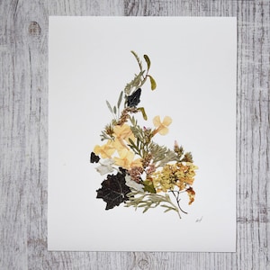 Pressed Flowers Print Set, Botanical Wall Art Set, Herbarium Floral ...