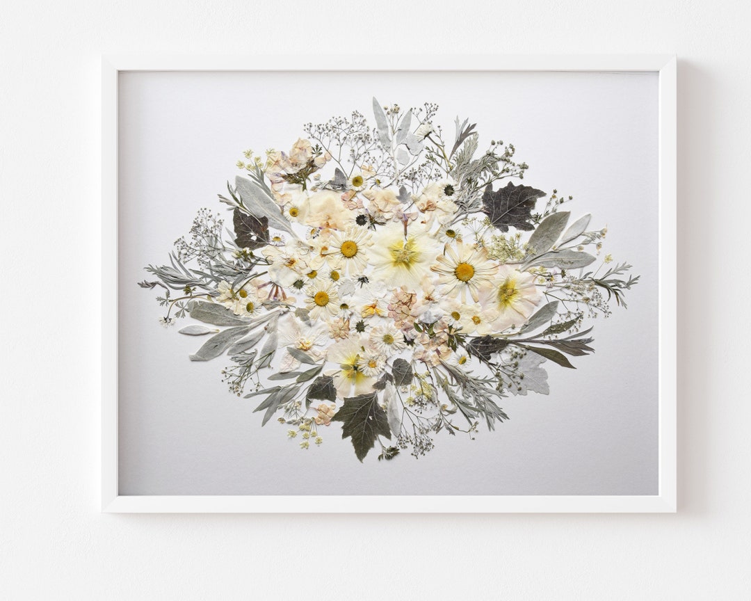 Original Pressed Flower Collage: Botanical Wall Art, Herbarium - Etsy