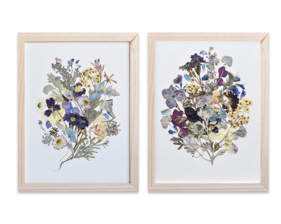 Framed Pressed Flower Art Set of 2: Dried Flowers Artworks - Etsy