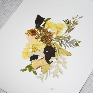 Pressed Flowers Print Set, Botanical Wall Art Set, Herbarium Floral ...