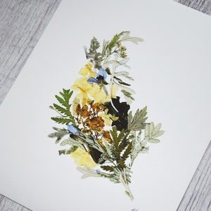Pressed Flowers Print Set, Botanical Wall Art Set, Herbarium Floral ...