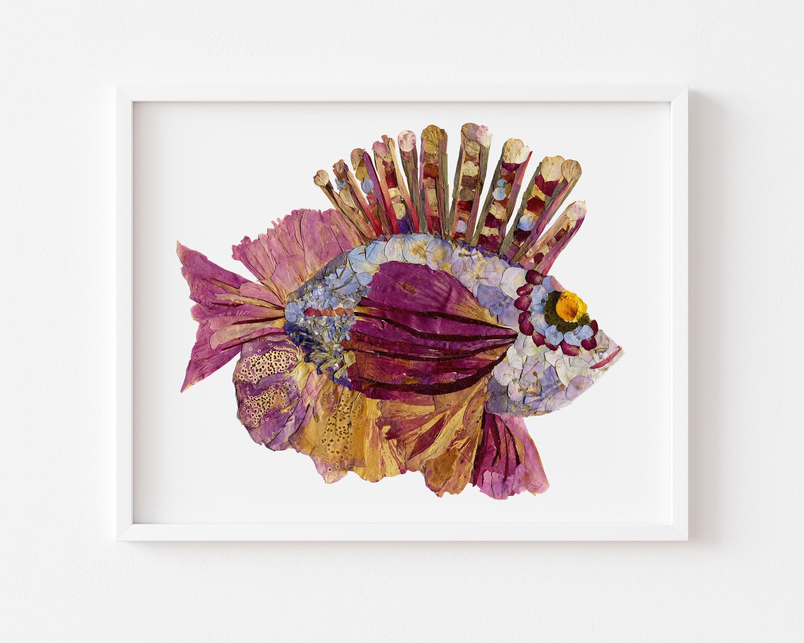 PRINT Pressed Flower Fish Print Dried Flowers Decor Plant Art Flower ...