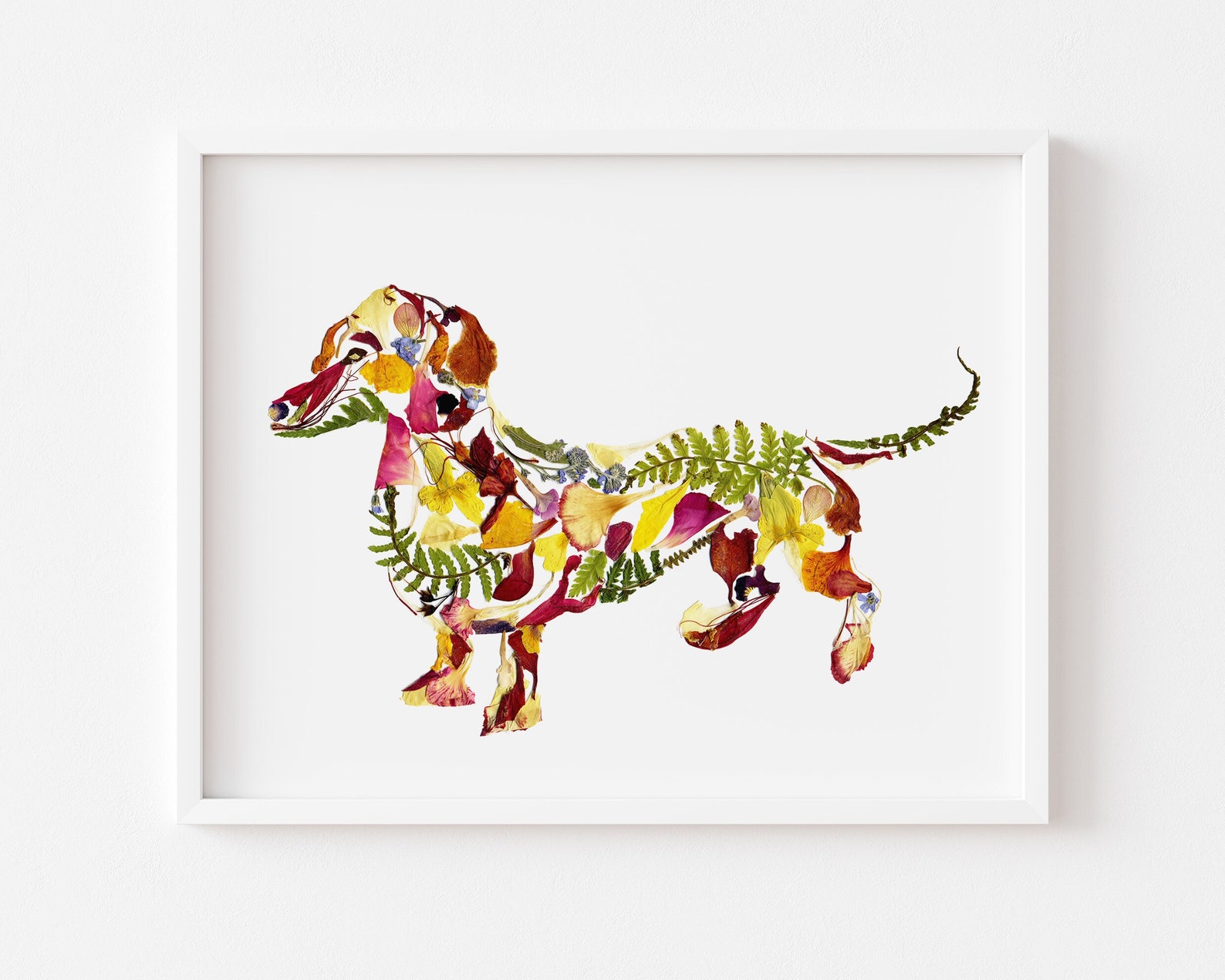 Dog Wall Art Print Teckel Print Pressed Flower Art Floral - Etsy
