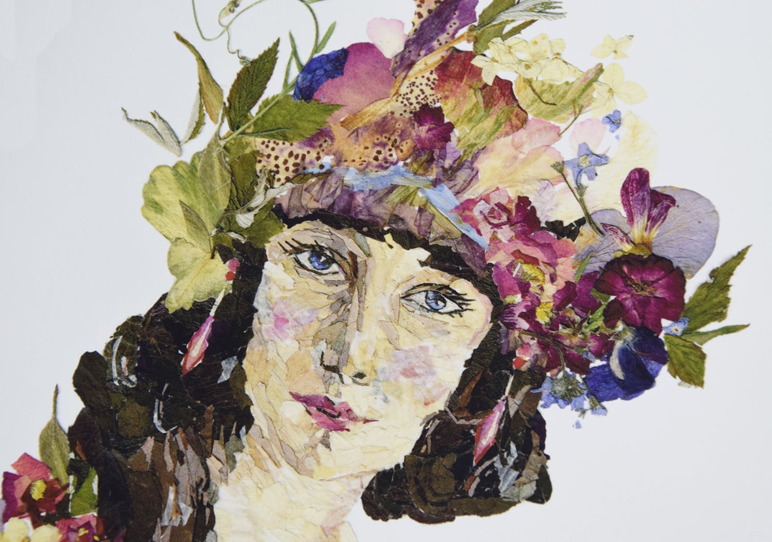 Woman Art Flower Girl Art Woman Print Pressed Flower Art Herbarium ...