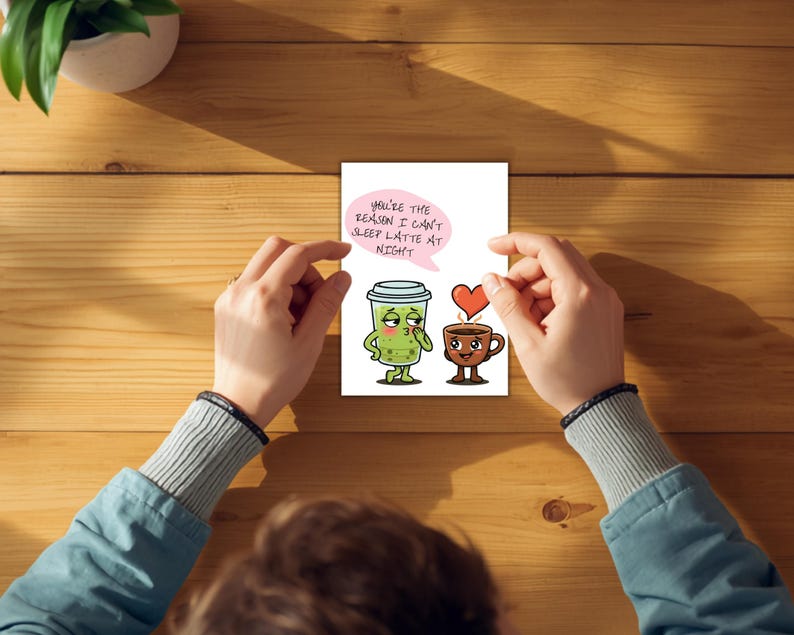 Funny Coffee Pun Card | You're the Reason I Can't Sleep Latte (digital ...