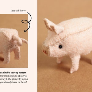Pig Plush Pattern | Felt Animal Pattern | Pig Sewing Pattern | Stuffed ...