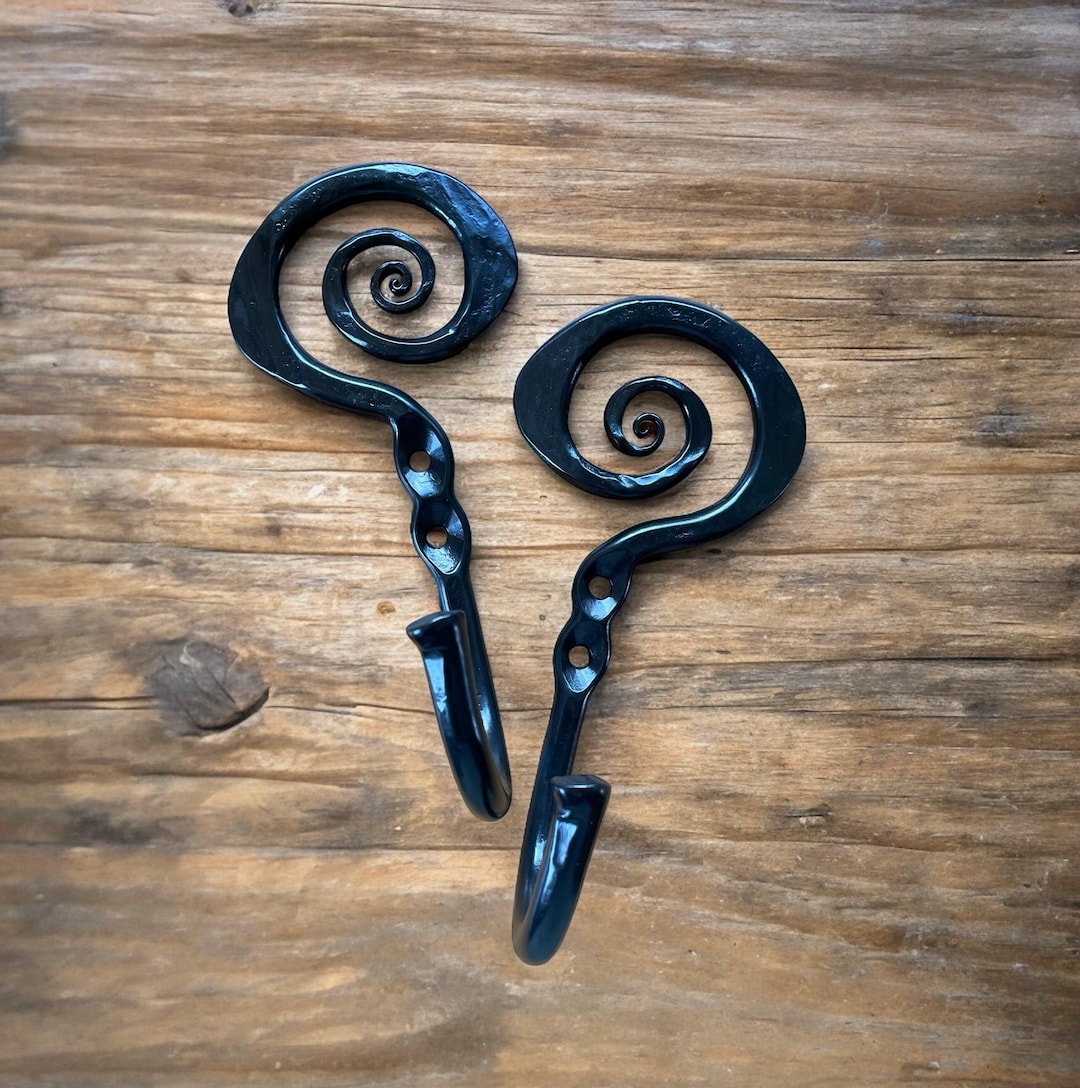 Hand-forged Scrolled Steel Hook: Rustic Wall Decor - Etsy