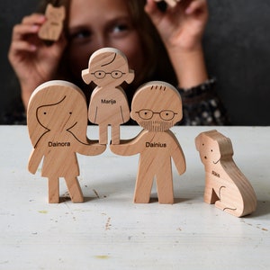 Custom Wooden Family Figures - Personalized Wood Toy, Family Portrait ...