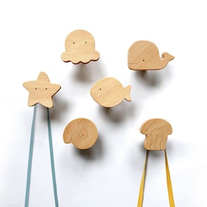 Wood Wall Hooks Ocean - Decorative Wall Hook for Kids Room Sea ...