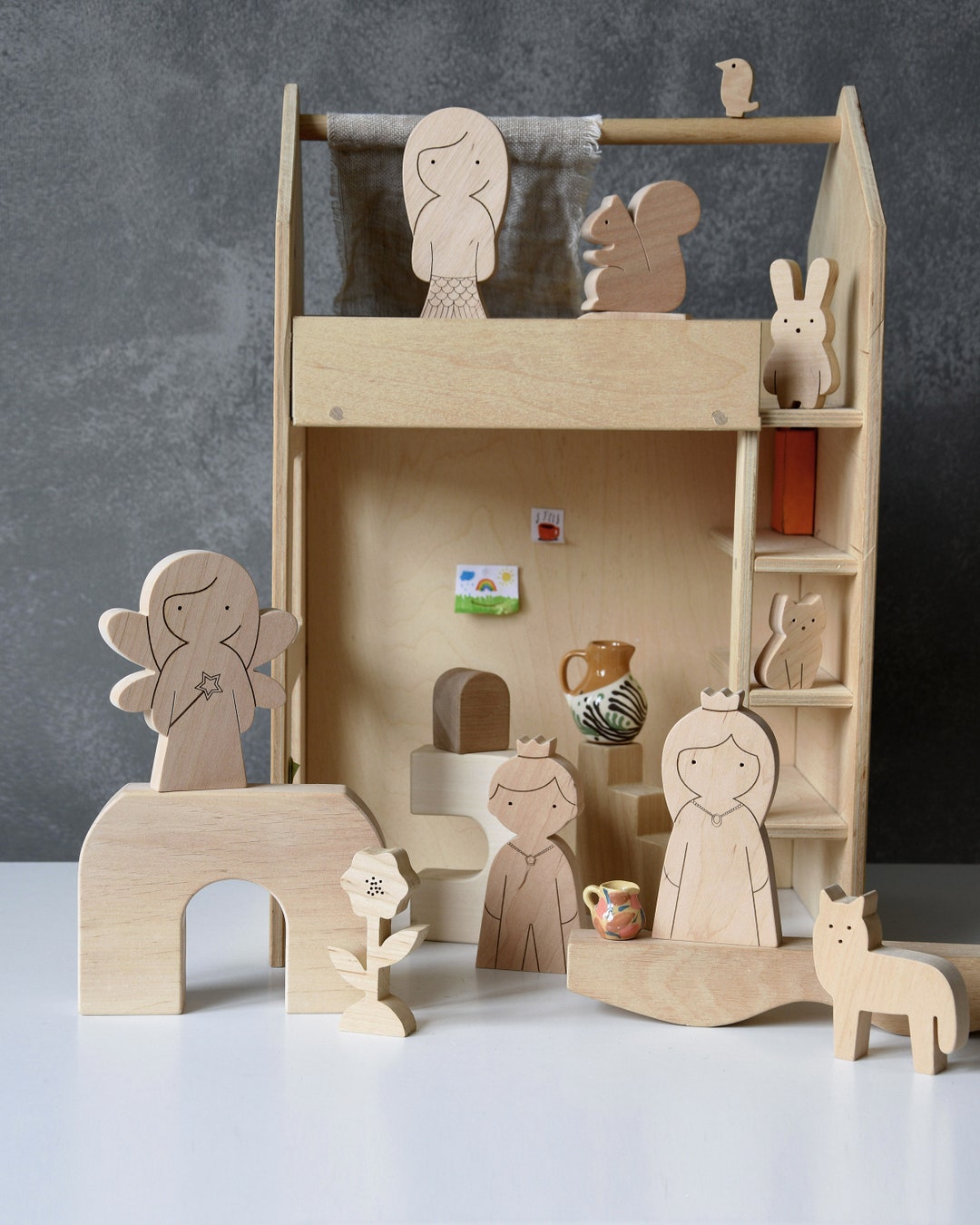 Natural Wood Princess Doll: Waldorf-inspired Toy - Etsy