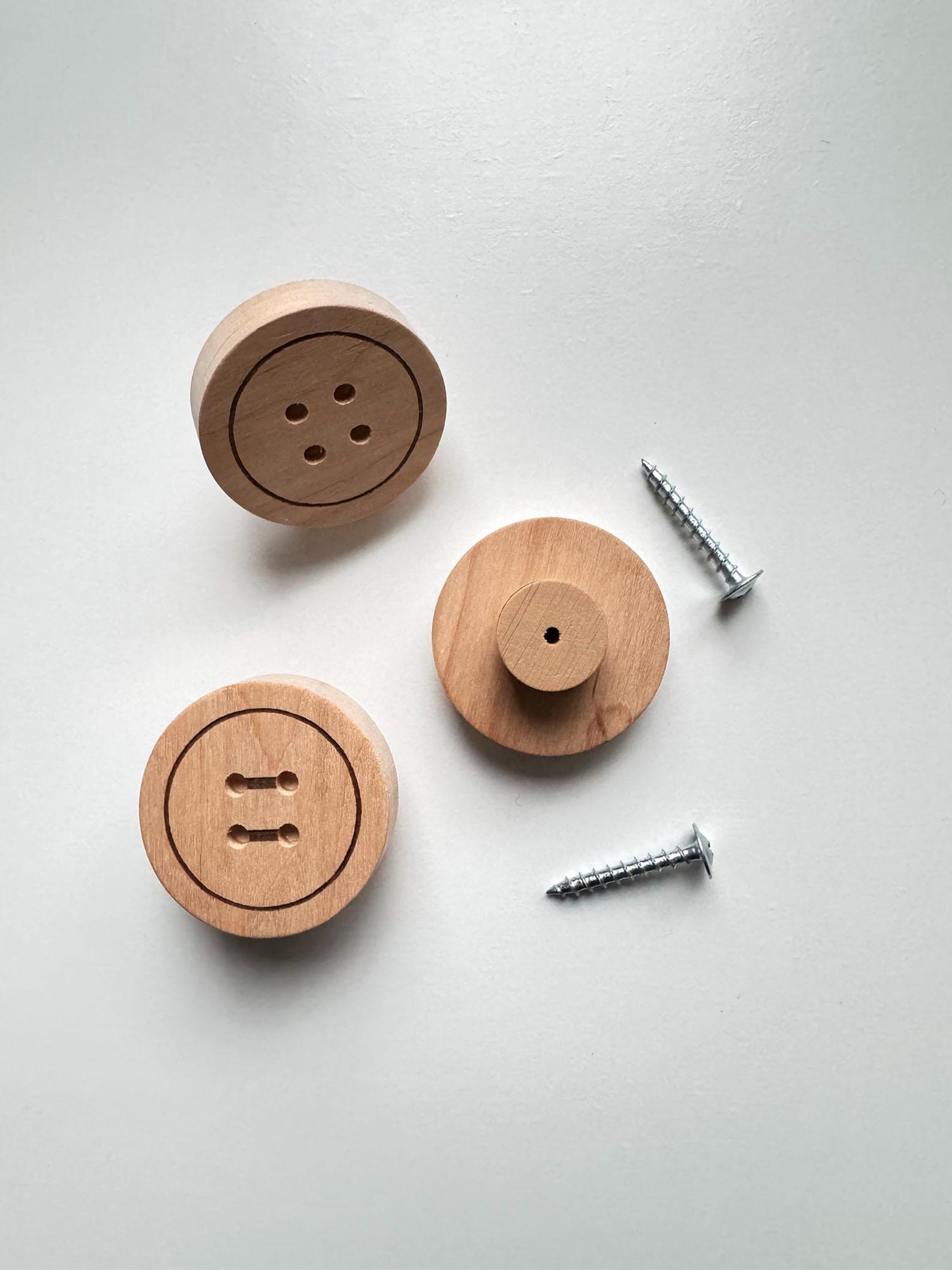 Wooden Button Knob - Dresser Drawer Pulls - Button Shape Cabinet Door ...